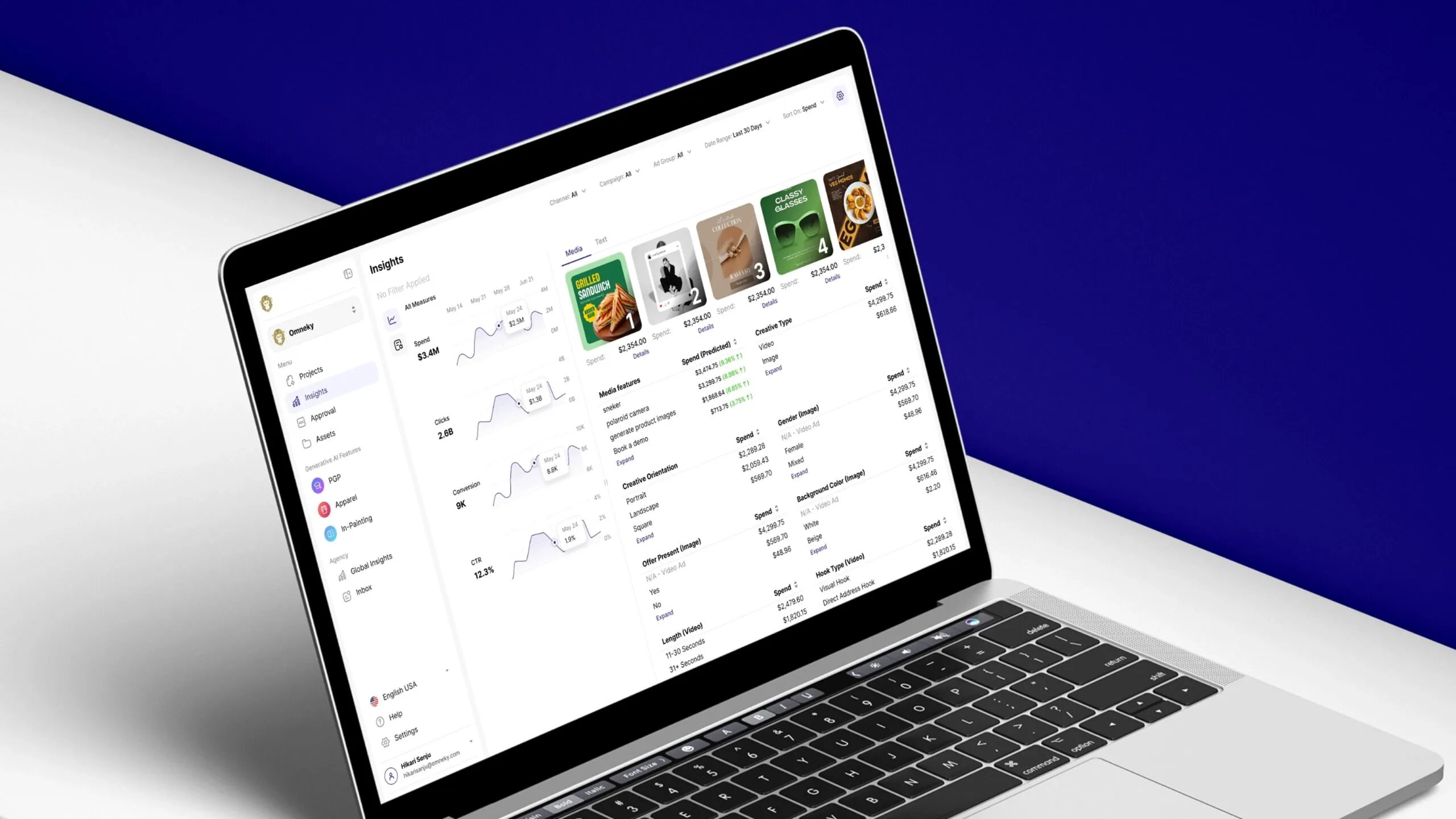 Omneky AI Ads Platform UI/UX Design - TheFinch